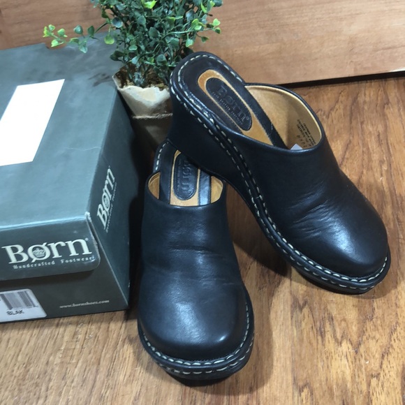 Born | Shoes | Born Black Leather Mule Clogs 6 | Poshmark